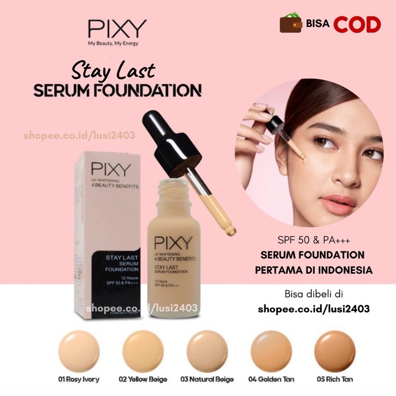 Jual PIXY STAY LAST SERUM FOUNDATION | Shopee Indonesia