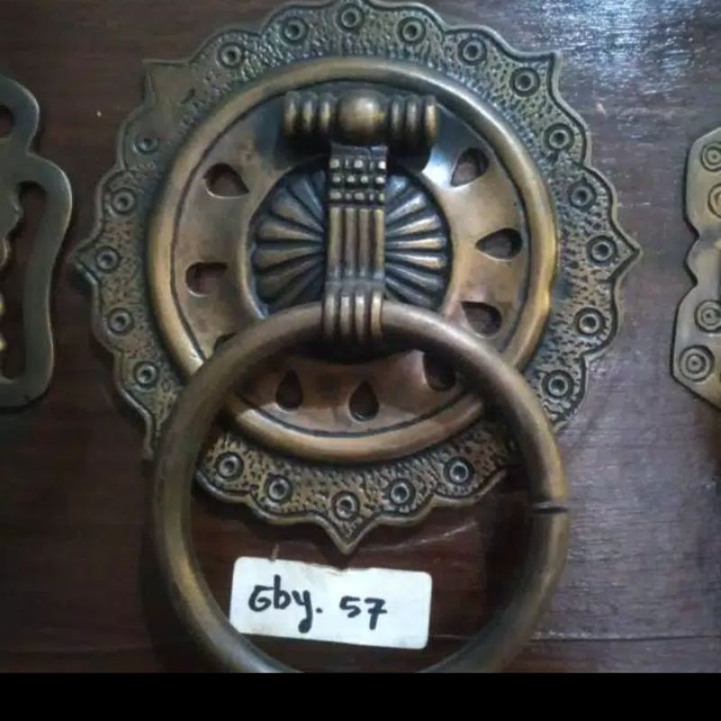 Jual tarikan pintu rumah antik ring kuningan / handle pintu antik ...
