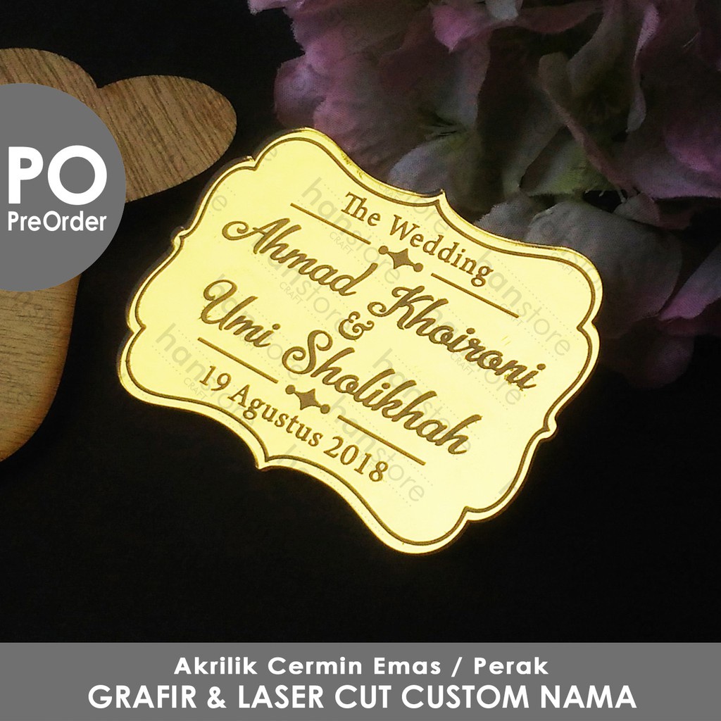 Jual PO Nama Tanggal Nominal Text CUSTOM GRAFIR Cutting Akrilik Cermin ...