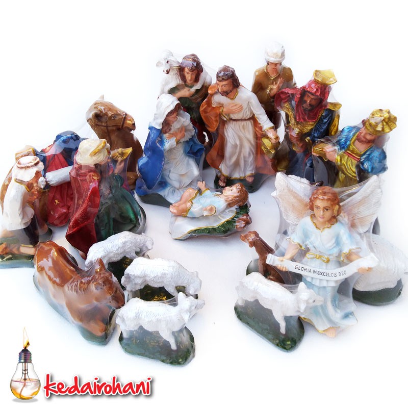 Jual Set Patung Natal 25 cm Keluarga Kudus Yesus Maria Yosef Gembala ...