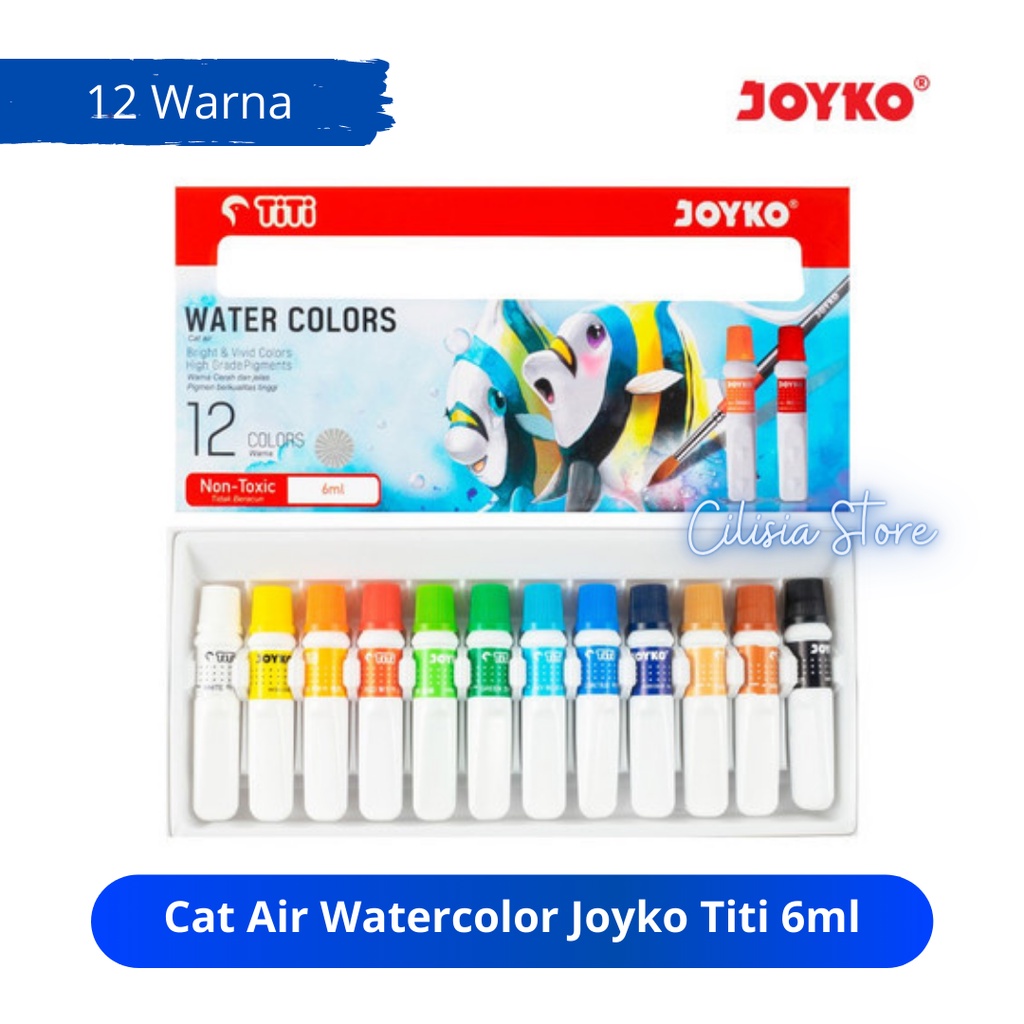 Jual Cat Air Watercolor Joyko Titi Set 6ml 12 Warna / Cat Lukis Joyko ...