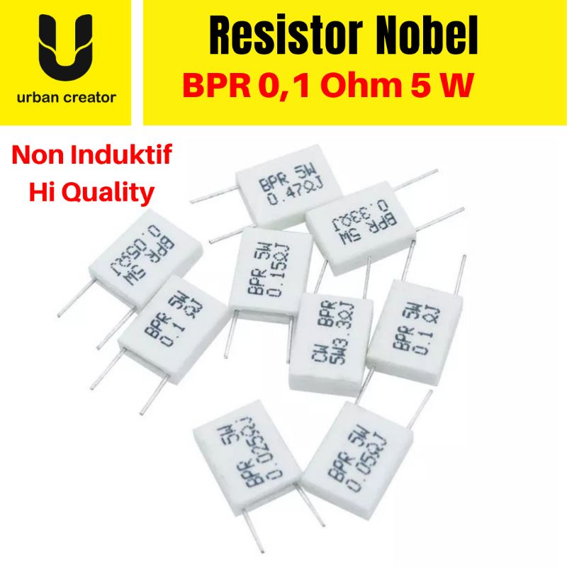 Jual Resistor Nobel 0,1 Ohm 5 Watt Kualitas Bagus, Resistor Kapur Keramik Gepeng | Shopee Indonesia