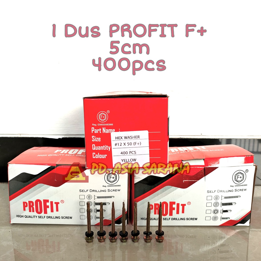Jual [DUS] Paku Roofing 5cm PROFIT Kuning Baut Skrup Holo Atap Sekrup ...