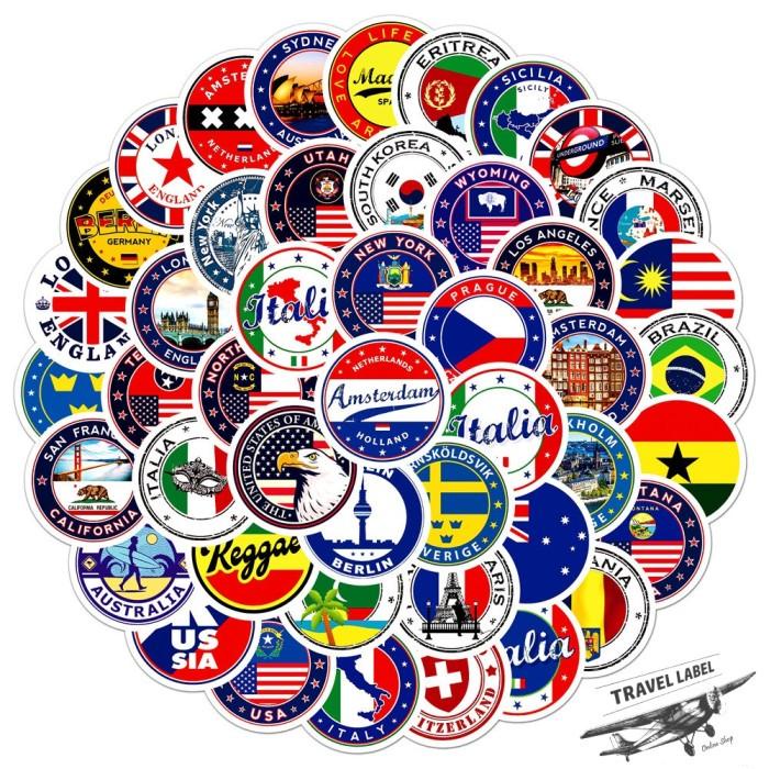 Jual Sticker Koper 1 Set 60 Pcs : Lambang Bendera Negara World ...