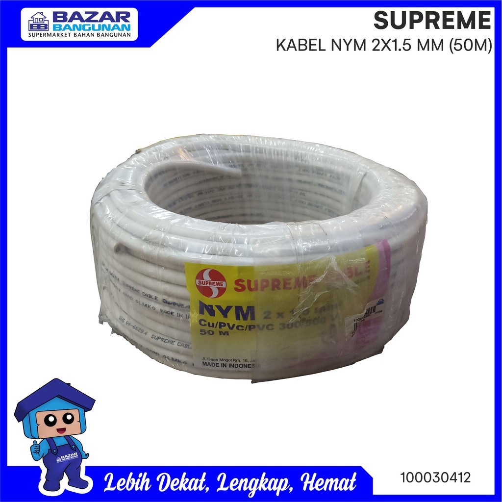 Jual Supreme - Kabel Listrik Nym 2X1.5 Mm / 50 Meter / 50 M / 50M | Shopee Indonesia