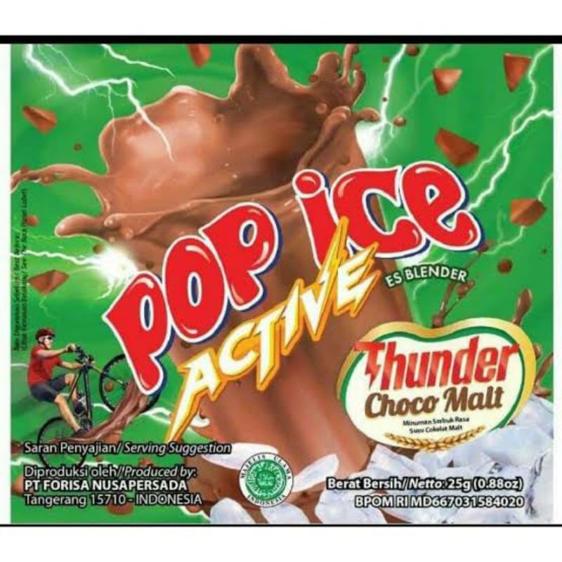 Jual Pop Ice Active Thunder Choco Malt 25g, Minuman Serbuk Rasa Susu ...