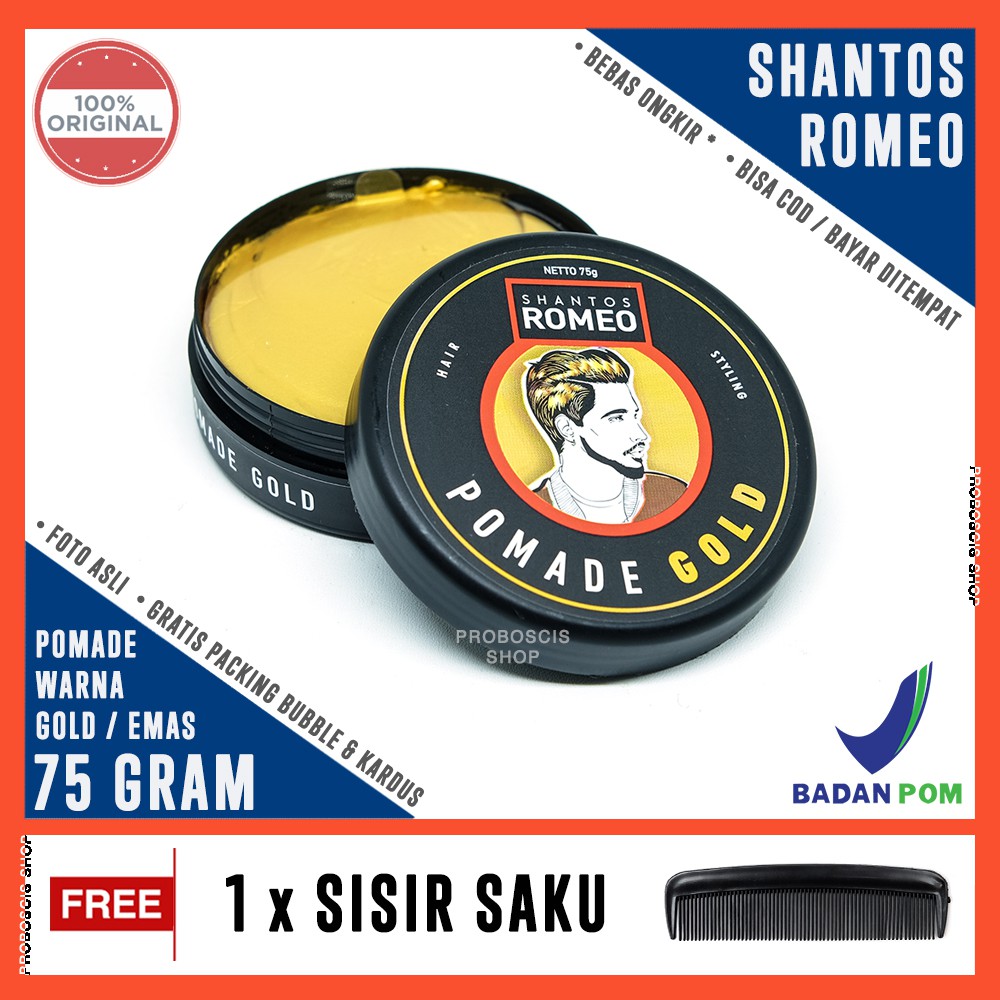 Jual Shantos Romeo Hair Color Styling Pomade Warna Gold - 75ml | Shopee ...
