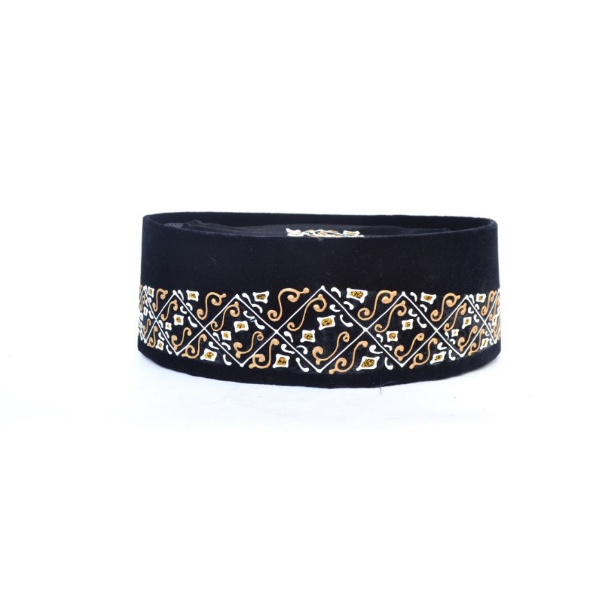 Jual Songkok Kopyah Peci Hitam Lukis Premium Motif AC01 | Shopee Indonesia