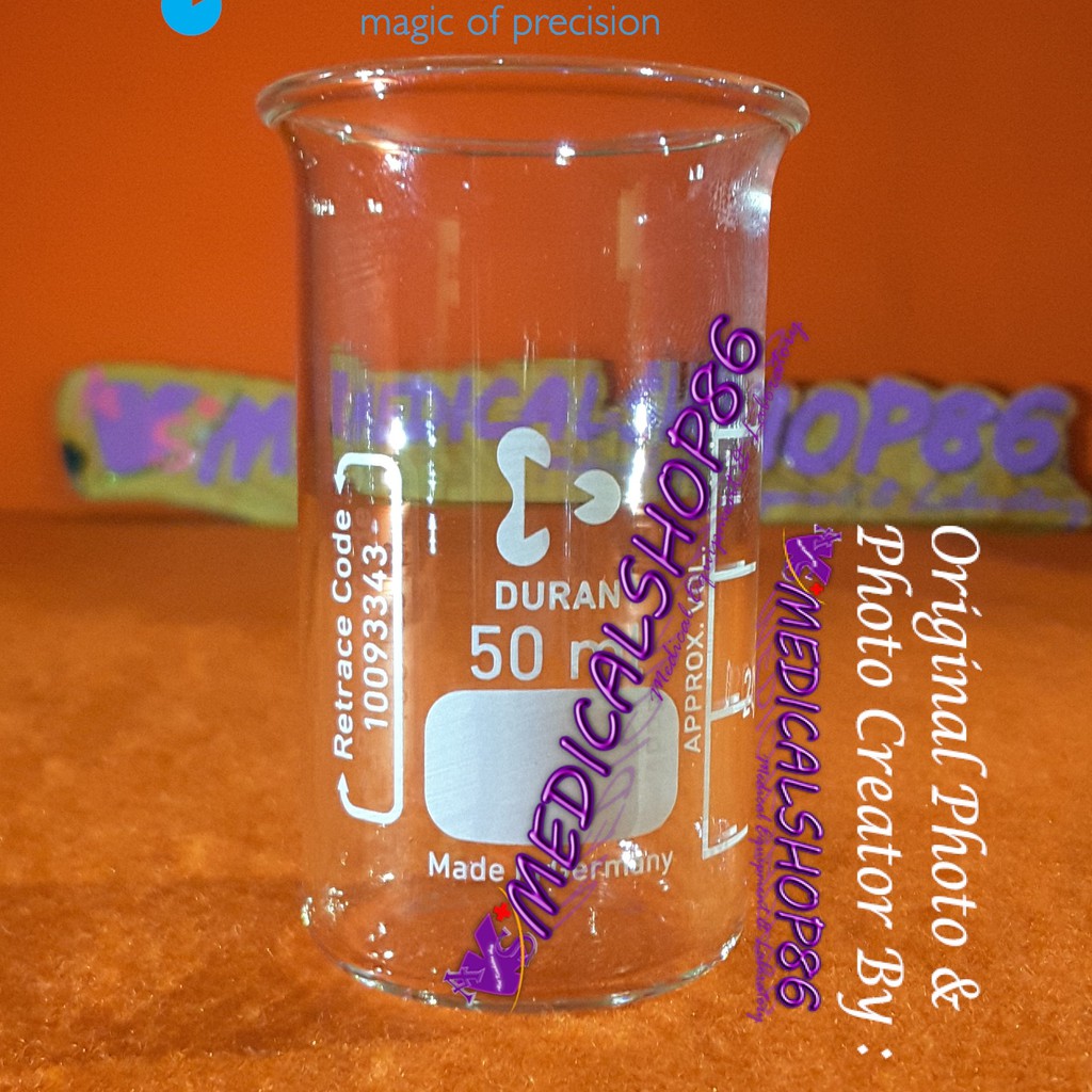 Jual BEAKER GLASS 50ml High Form, without Spout. DURAN | 211171705 ...