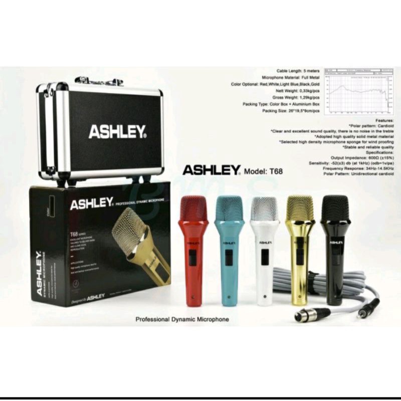Jual MIC KABEL ASHLEY T68 MICROPHONE VOCAL PROFESIONAL | Shopee Indonesia