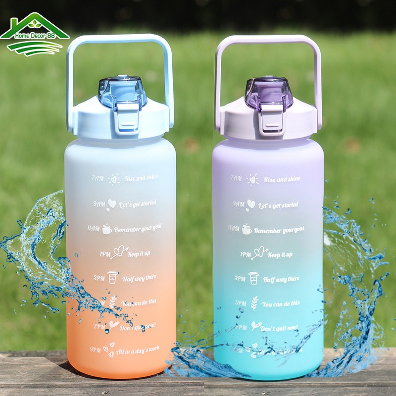 Jual Homedekor Botol Minum 2 Liter 2000ML Korea VIRAL Botol Motivasi ...