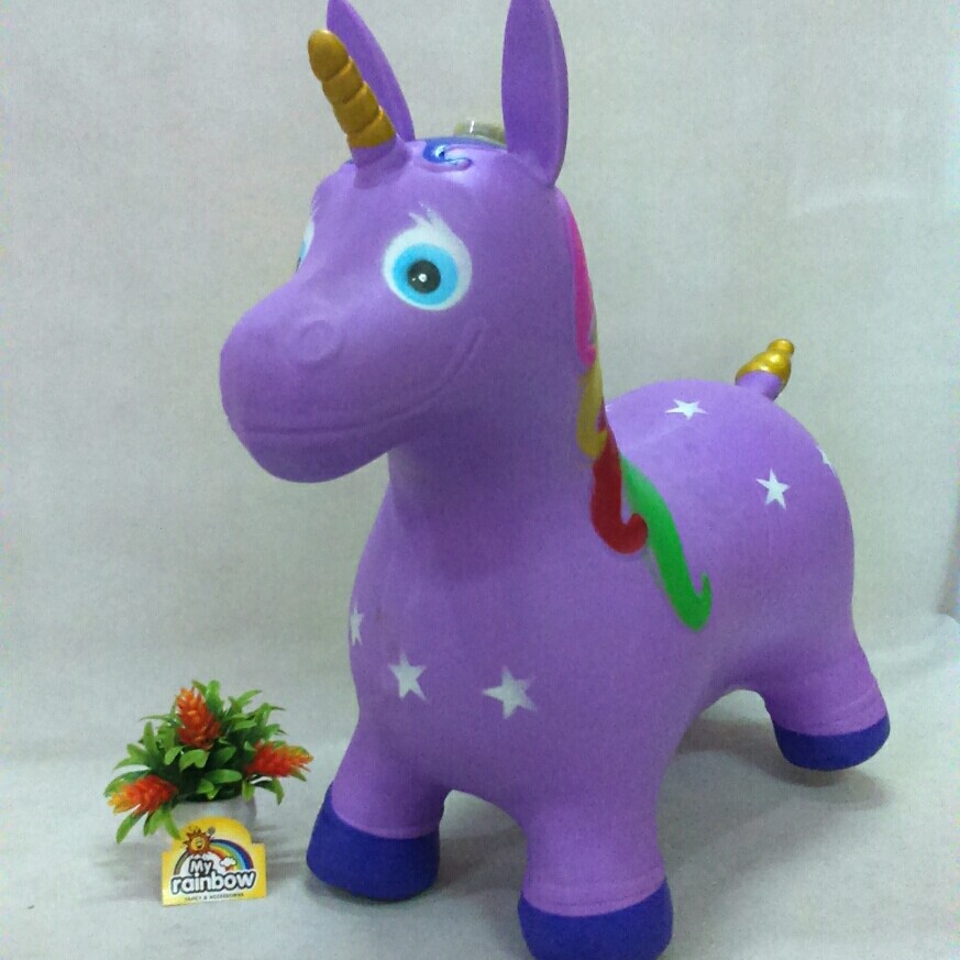 Jual Mainan Kuda-kudaan karet loncat bunyi musik / Mainan kuda karakter ...