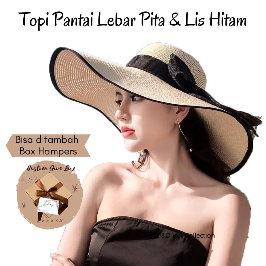 Jual Topi Pantai Lebar Import Pita dan Lis Hitam | Shopee Indonesia
