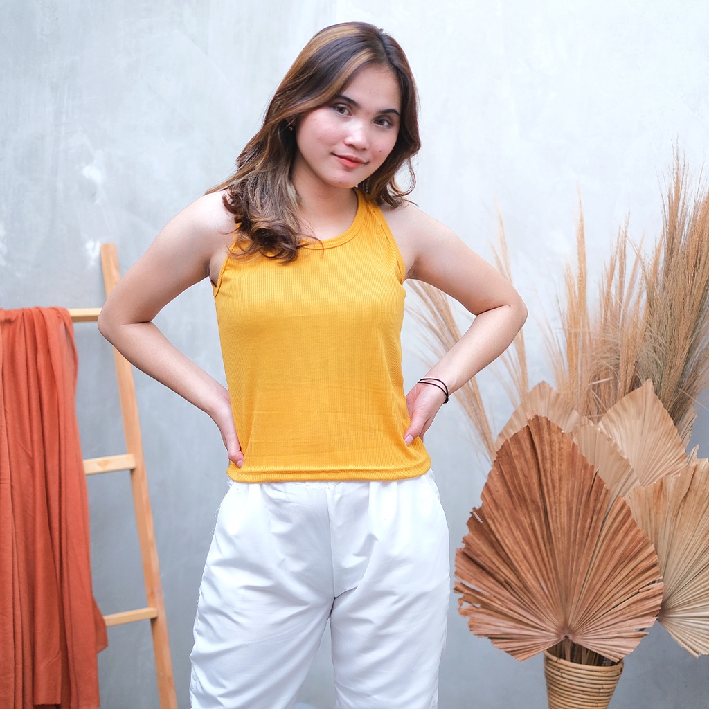 Jual Tank TOP Atasan Wanita Agnes Ribbed Tanktop RIB Pakaian Dalam Dewasa Cewek Motif Polos ...