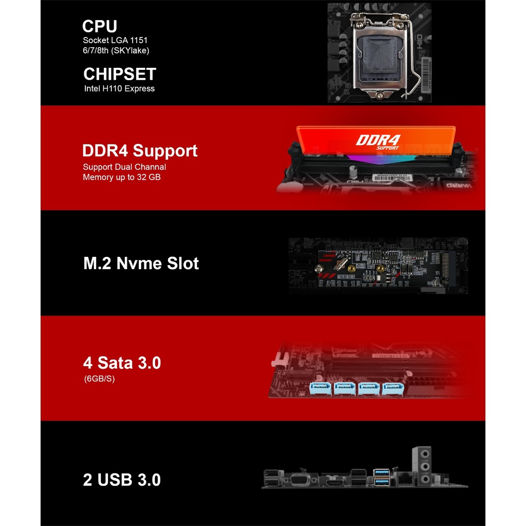 Jual MOTHERBOARD VARRO H110-R4 PRIME SOCKET 1151 DDR4 | Shopee Indonesia