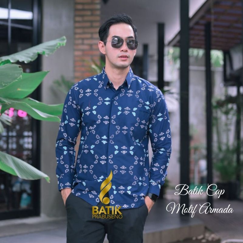 Jual KEMEJA BATIK CAP ASLI PRABUSENO BAJU KERJA KANTOR LENGAN PANJANG ...