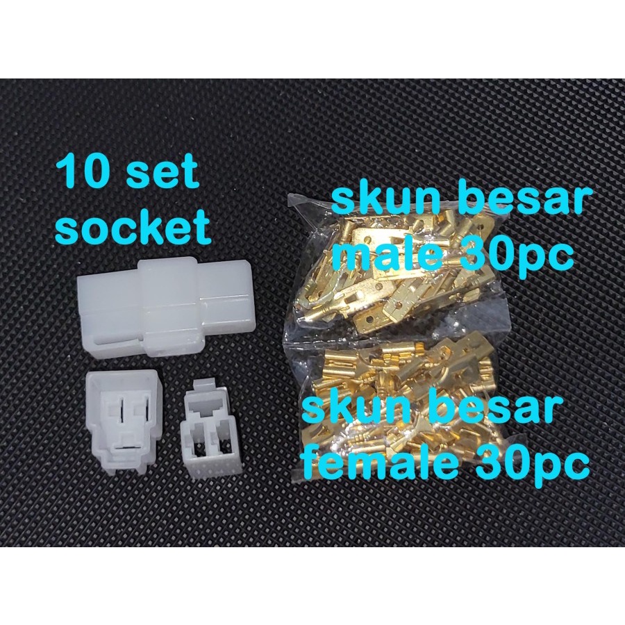 Jual Socket mobil 3 pin besar 10 set/ connector skun motor soket ...