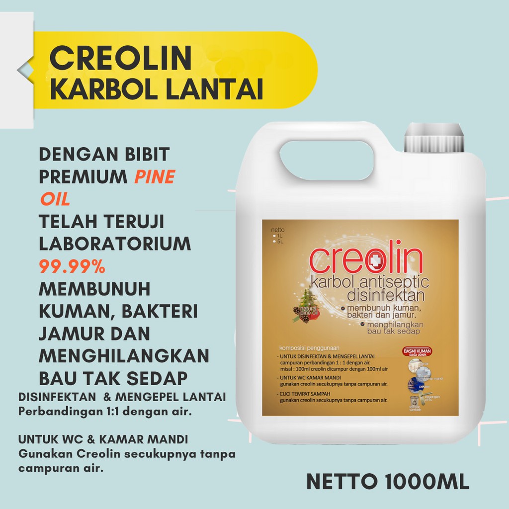 Jual DISINFEKTAN KARBOL ANTISEPTIK CREOLIN 1 LITER | Shopee Indonesia