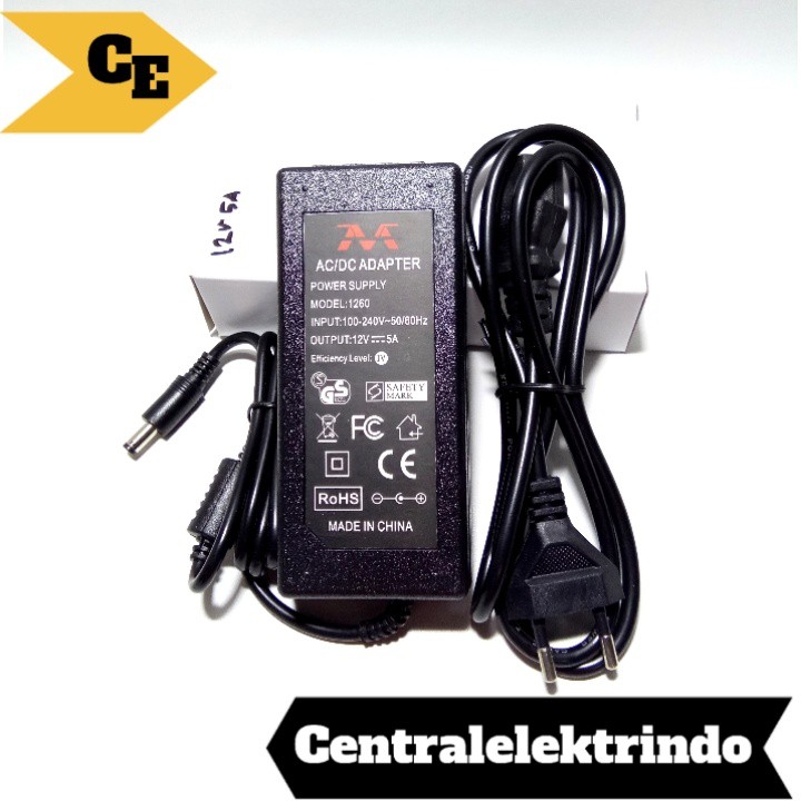 Jual Adaptor 12V 5A - hitam kuat dan awet | Shopee Indonesia