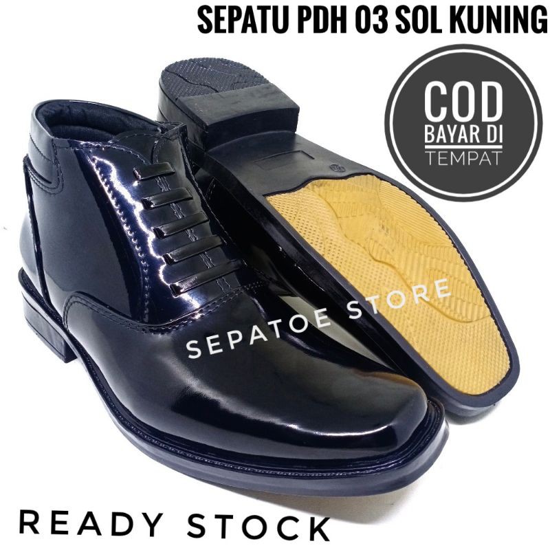 Jual Sepatu PDH Pria Hitam Kilap 03 Sepatu PDH TNI Polri Satpam ...