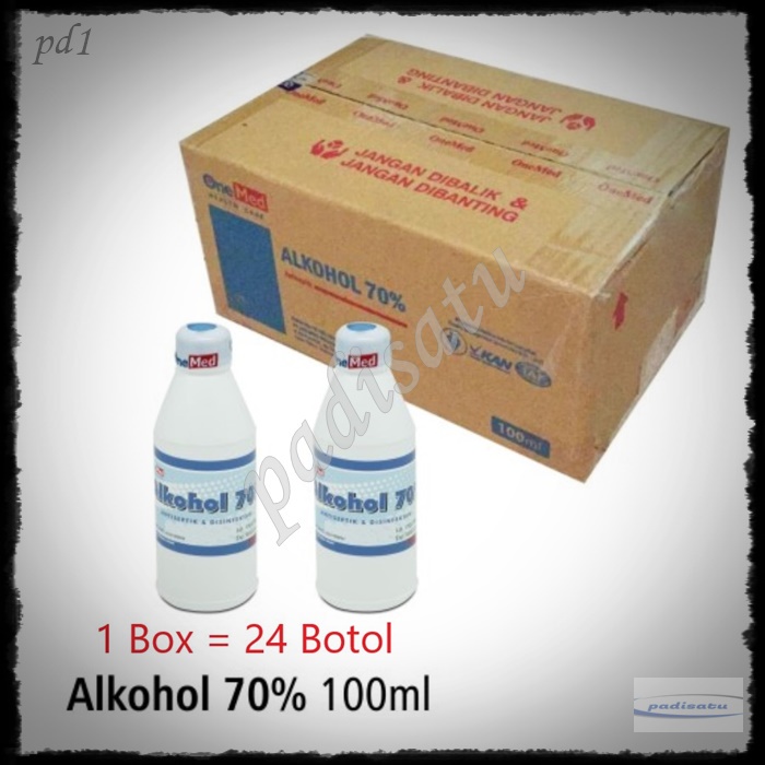 Jual Alkohol 70% 100 ml Antiseptik Pencuci Luka Onemed per BOX isi 24 ...