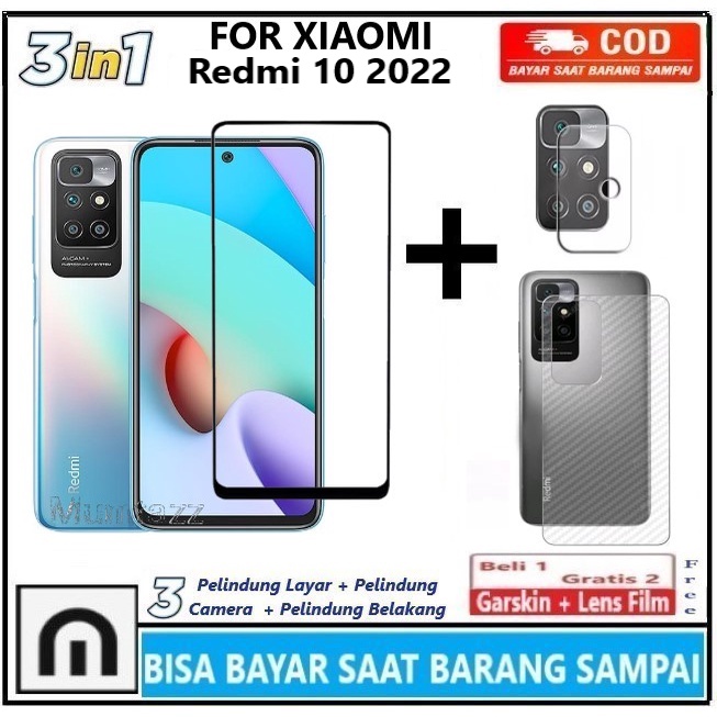 Jual Promo Paket 3in1 Tempered Glass Xiaomi Redmi 10 2021 Redmi 10 2022 Full Cover Anti Gores ...