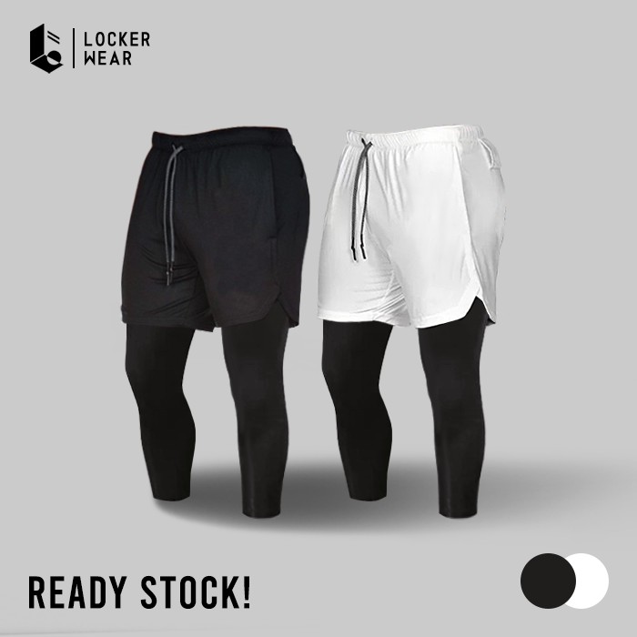 Jual Celana Pendek Olahraga Pria Legging Sport Panjang 2in1 Short Pants ...