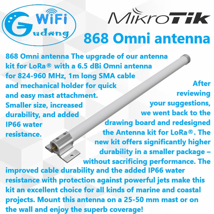 Jual Penguat Sinyal MikroTik 6.5dBi/824-960MHz Antenna kit for LoRa ...