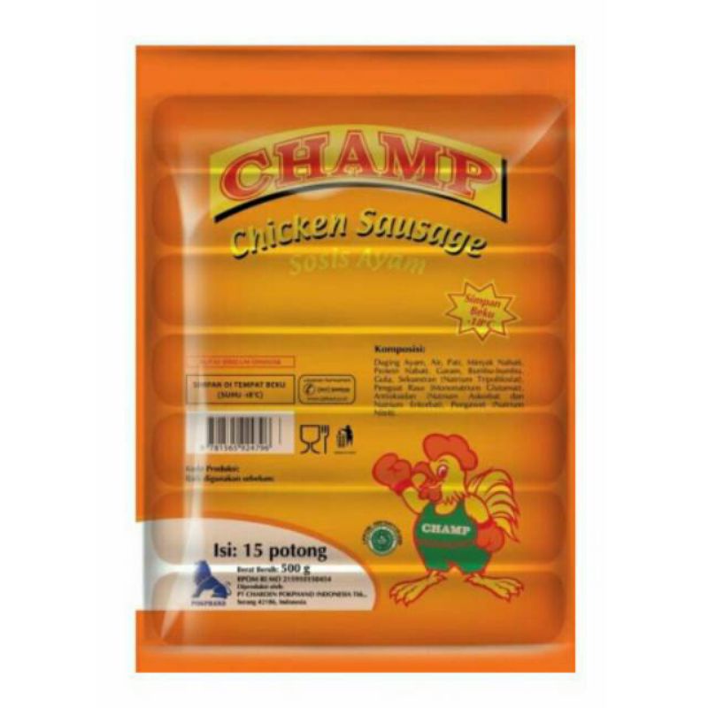 Jual CHAMP Sosis 15 potong 375gr - Chicken Sausage Ayam | Shopee Indonesia