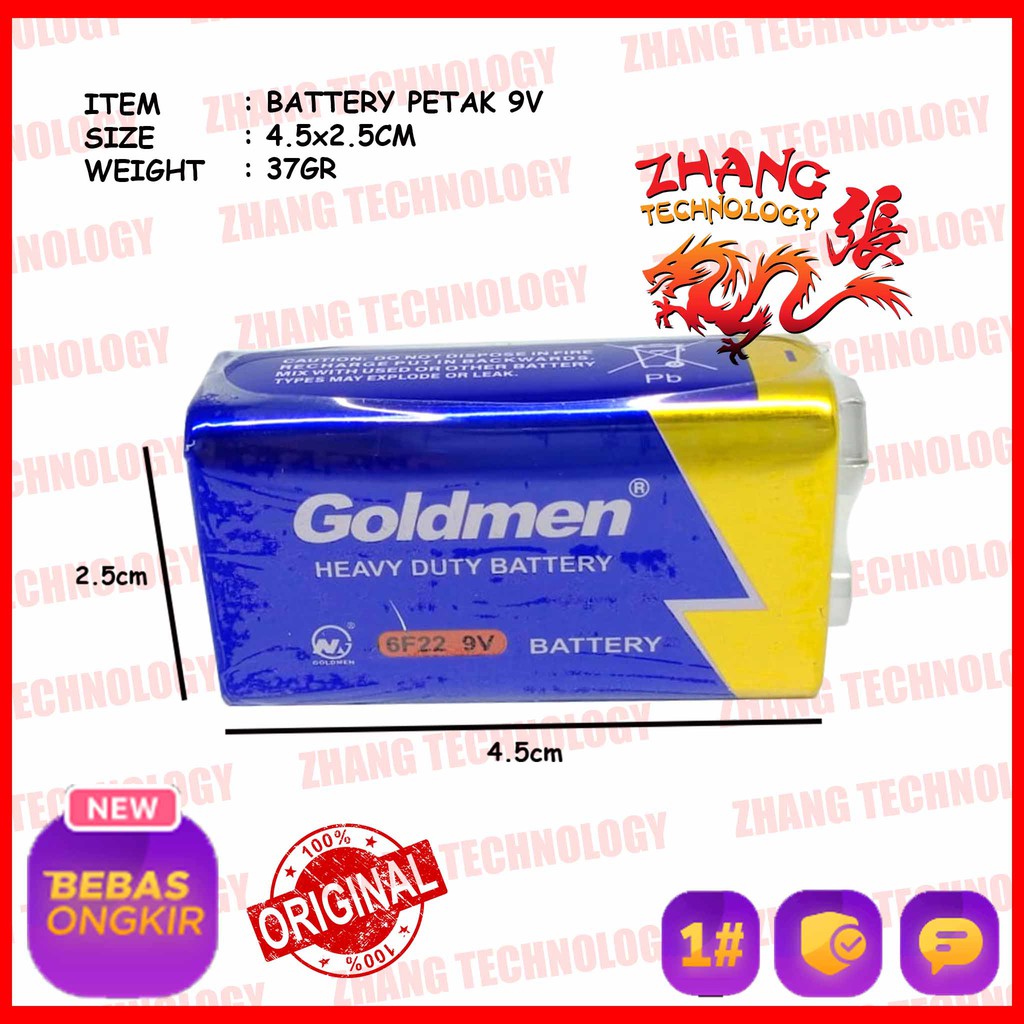 Jual [ ZHANG TECHNOLOGY ] BATERAI BATTERY PETAK KOTAK 9V 9 VOLT ...