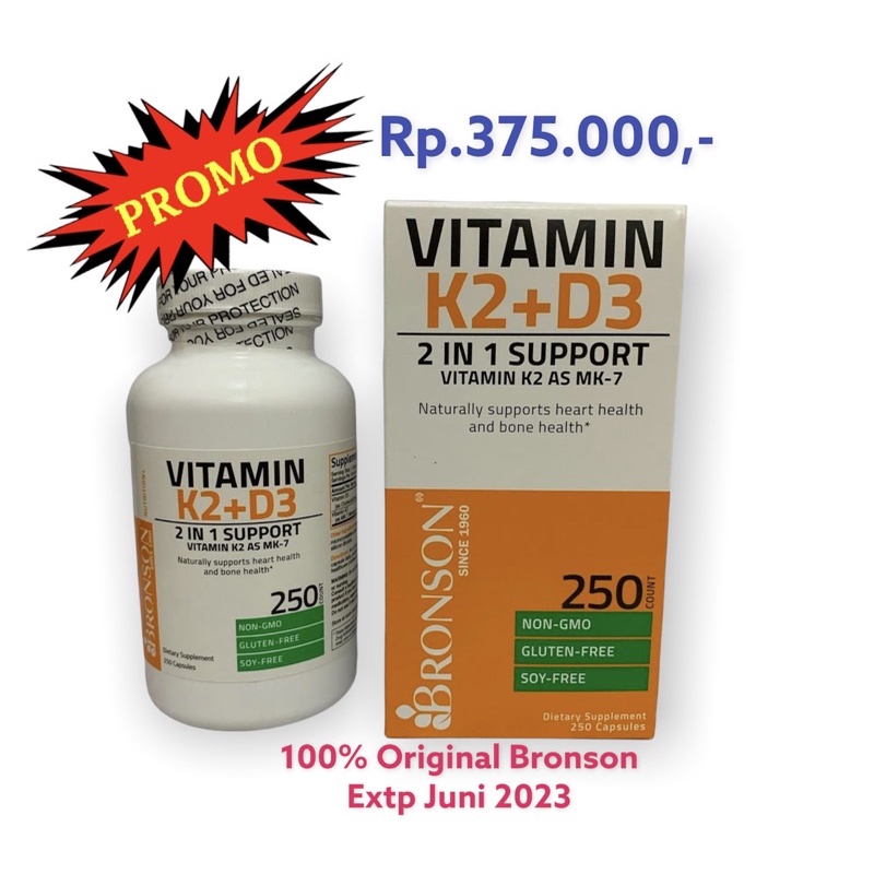 Jual Bronson Vitamin K2-90mcg D3-5000iu isi 250 (Ready 7/8/21) 100% ...
