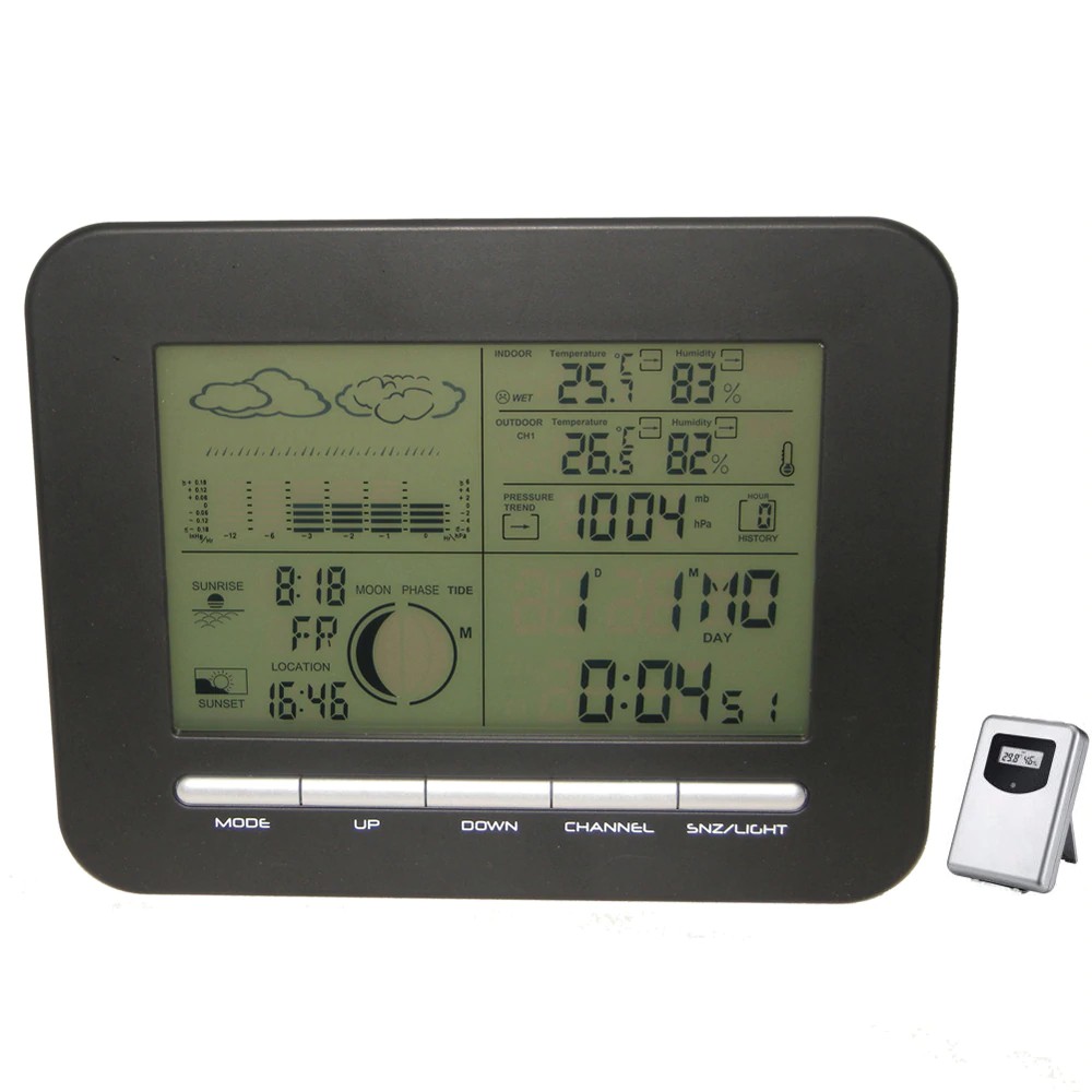 Jual Digital Table Dual Alarm Clock Barometer Weather Station w/ Indoor ...