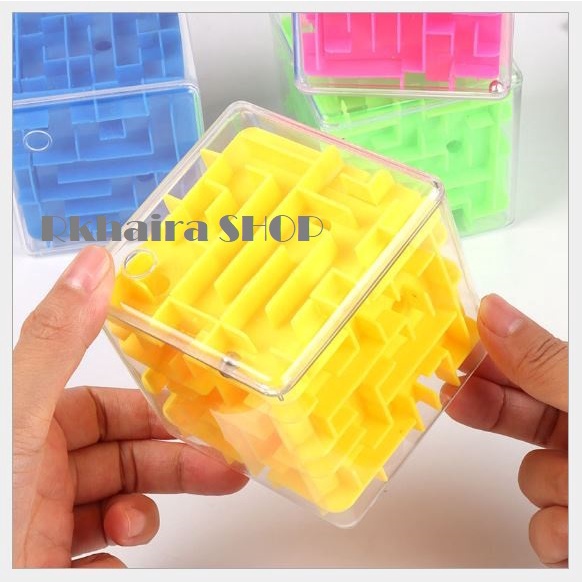 Jual Mainan Anak 8X8cm Rubik Cube Maze Puzzle 360 Rolling Ball Maze ...