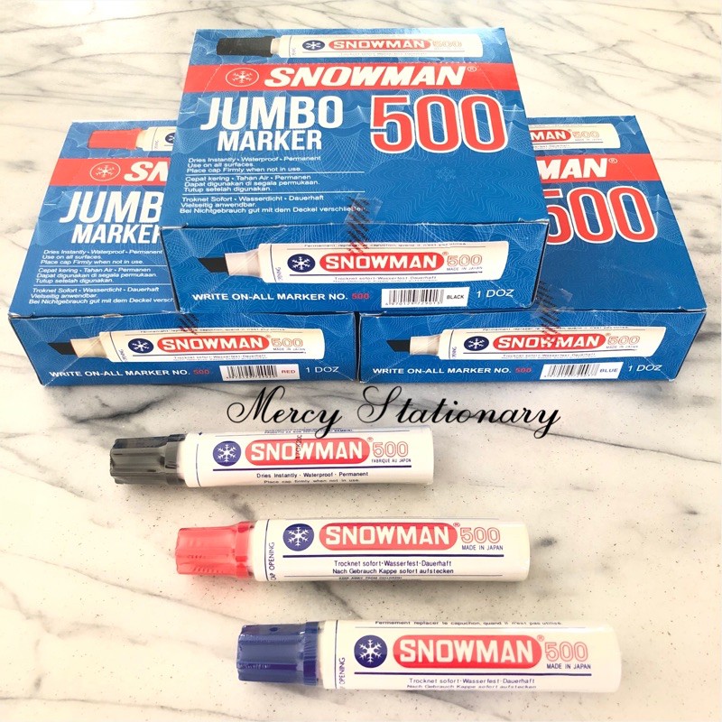 Jual Spidol Jumbo Snowman 500 Permanent - Marker Jumbo 500 Spidol Besar ...