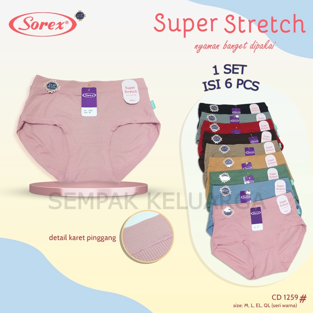 Jual 6 PCS / Setengah Lusin CD Sorex 1259 Basic Celana Dalam Wanita Super Stretch | Shopee Indonesia