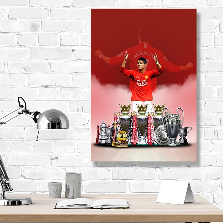Jual Poster Manchester United Frame kayu bola A3+(31x46cm) C RONALDO ...