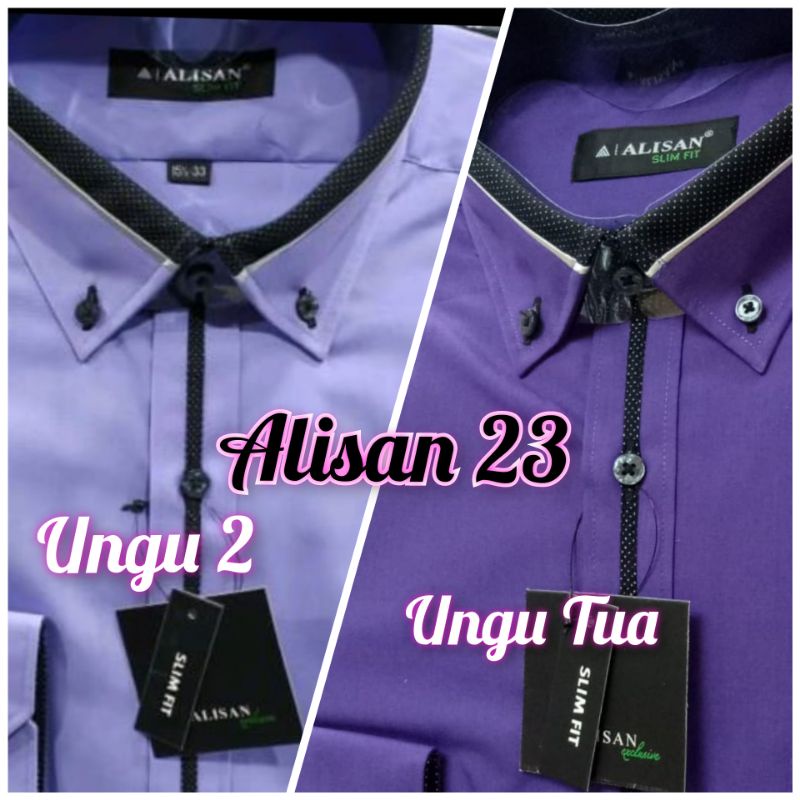 Jual Kemeja Alisan Ungu 2 / Ungu Tua Slim Fit List Tengah Lengan ...
