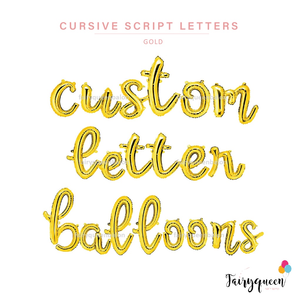 Jual Balon Foil Huruf Sambung / Cursive Script Letters Alphabet SATUAN ...
