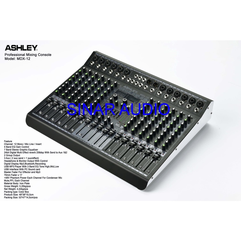 Jual Mixer Ashley MDX 12 MDX12 Original 12 Channel - Effect Reverb 24 bit - 256 Dsp | Shopee ...