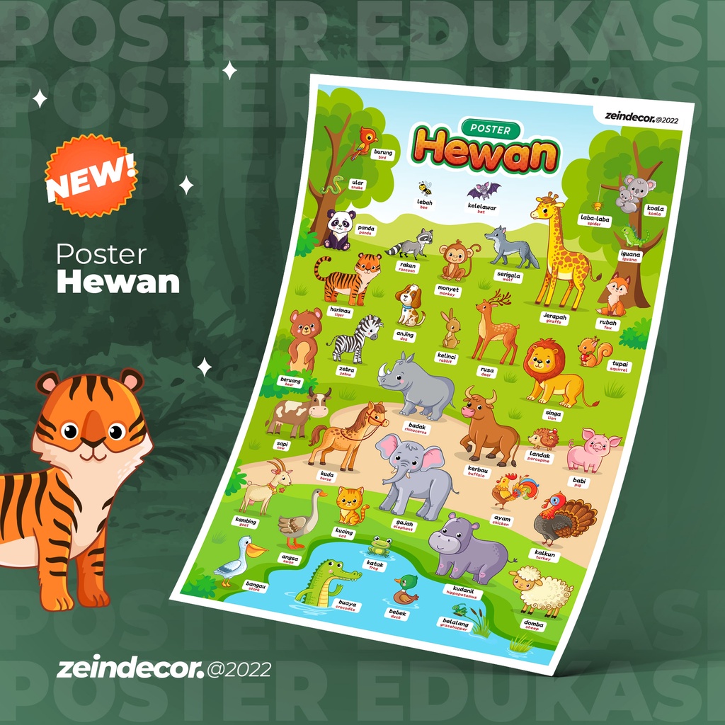 Jual Poster Edukasi Hewan Mengenal Binatang | Animals Poster | Shopee ...