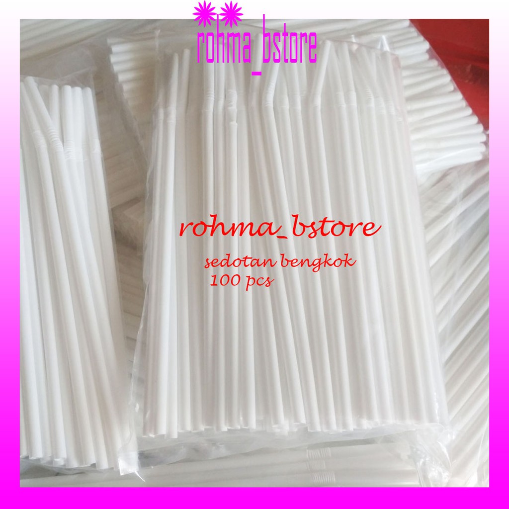 Jual Murah 100 pcs Sedotan Bengkok 6 mm x 23 cm Plastik / Sedotan ...