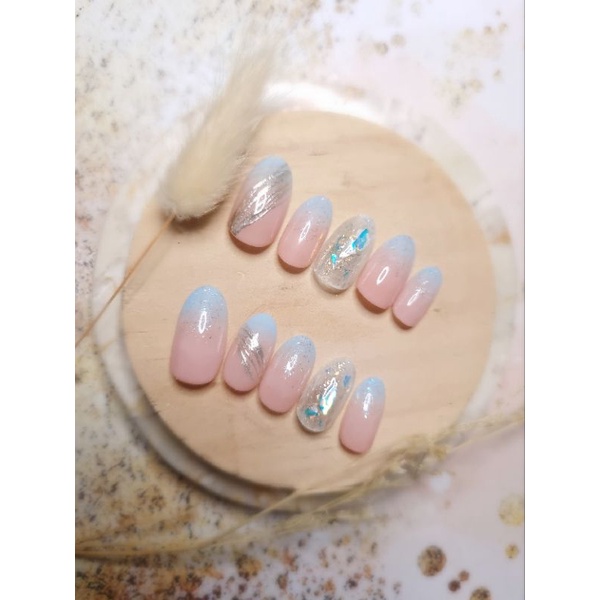 Jual Fairy baby blue ombre nails,KUKU PALSU / PRESS ON NAILS | Shopee ...