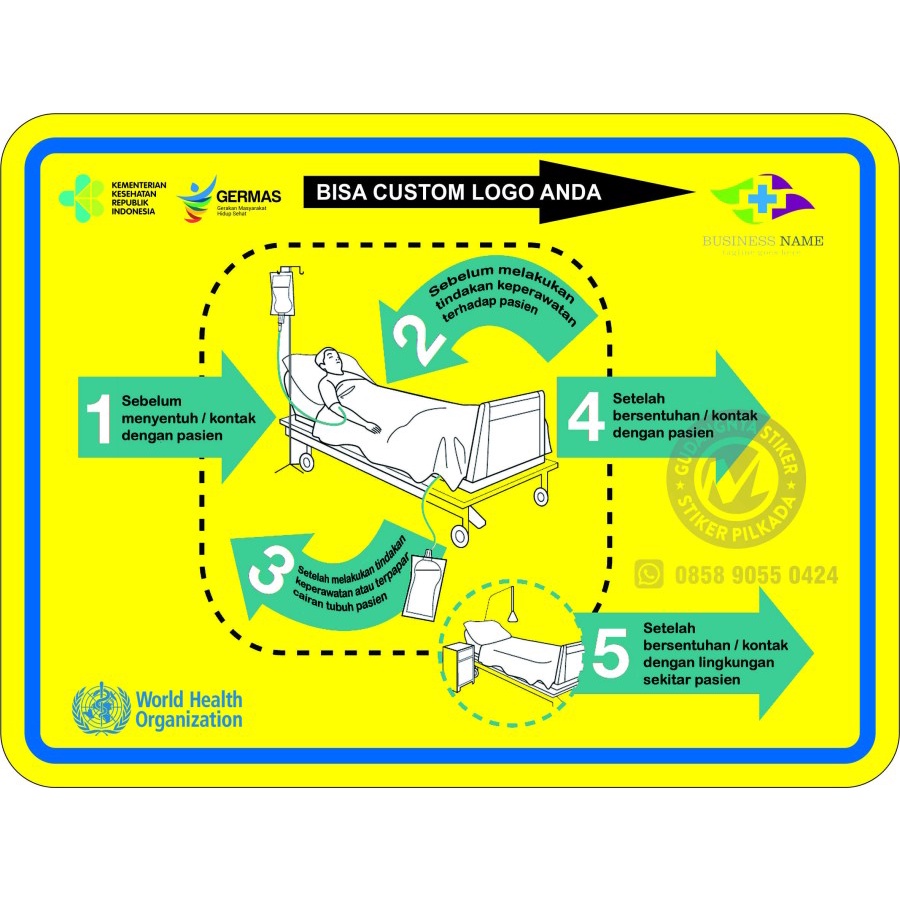 Jual stiker vinyl 5 MOMEN MENCUCI TANGAN - 15x20cm | Shopee Indonesia