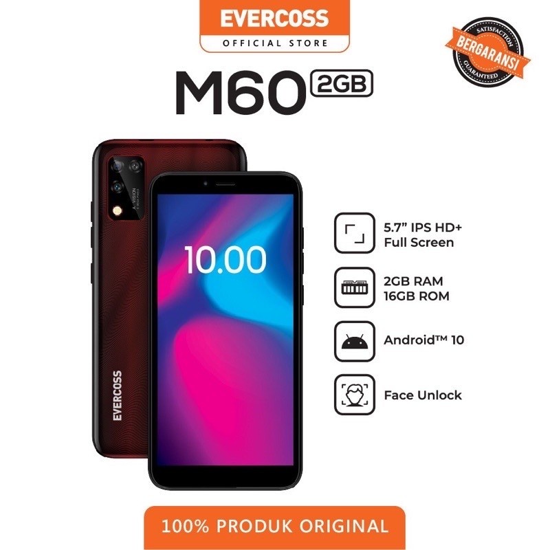 Jual EVERCOSS M60 2/16 GB RAM 2GB INTERNAL 16GB - ORIGINAL - GARANSI ...