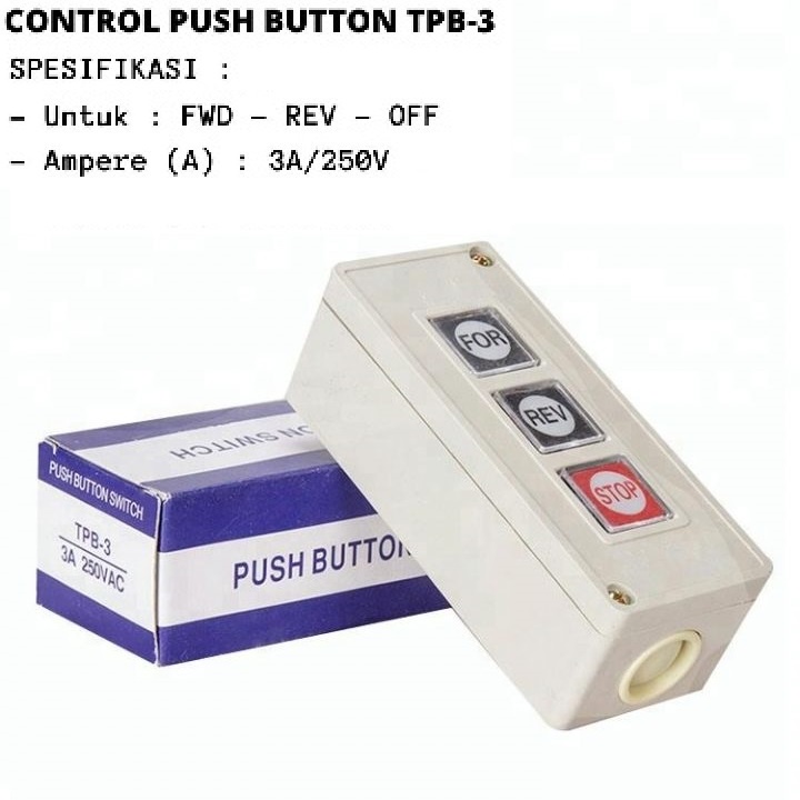 Jual Tombol Saklar Forward Reverse Stop Control Push Button TPB3 250VAC ...
