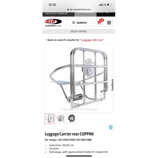 Jual back rack cuppini vespa vbb vnb super sprint original | Shopee ...