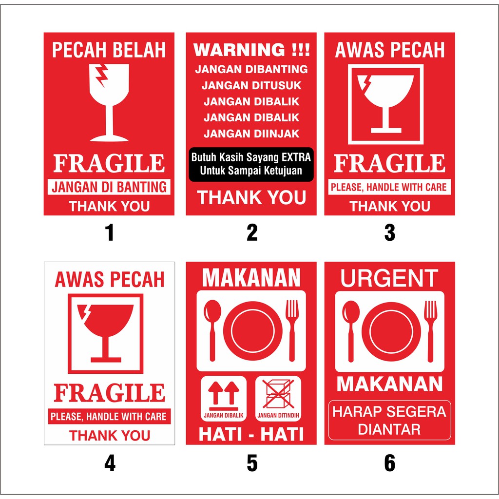 Jual Stiker Fragile Barang, Stiker Fragile Makanan | Shopee Indonesia