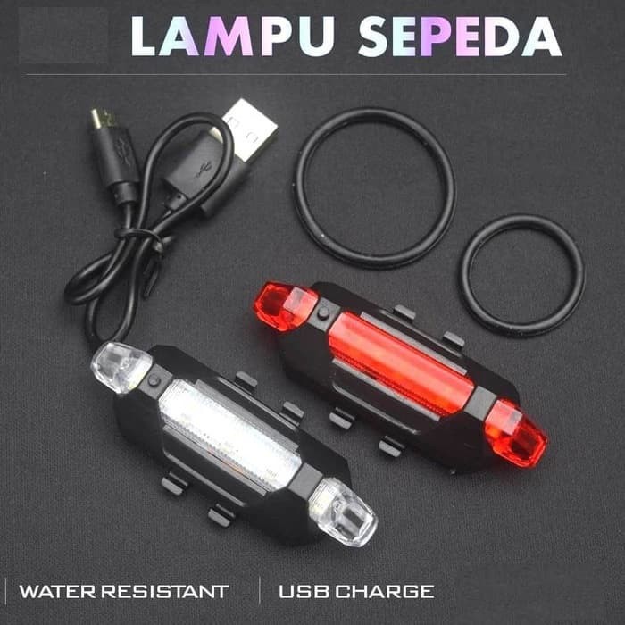 Jual Lampu Sepeda LED USB Rechargeable Depan atau Belakang Merah Putih ...