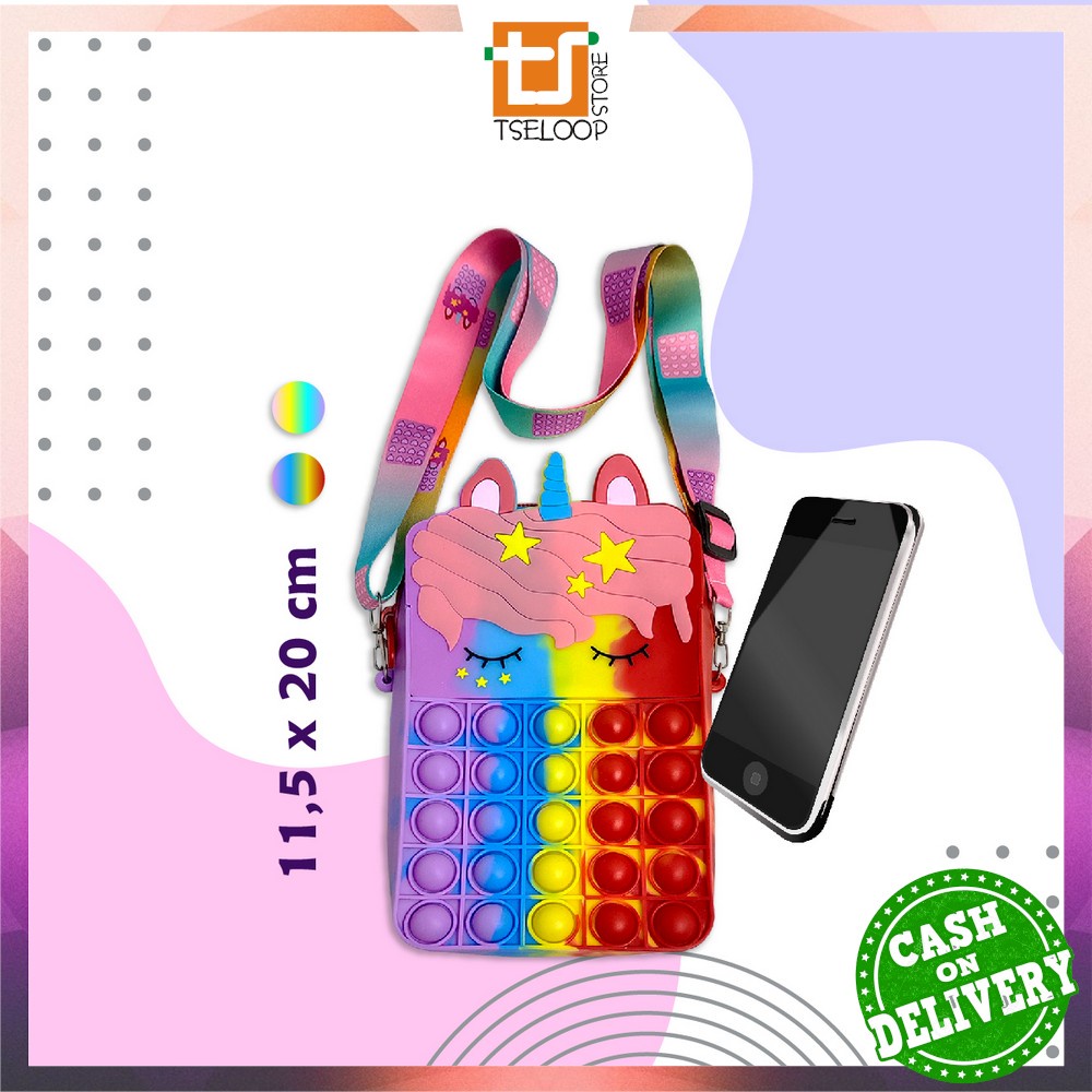 Jual OFM-A30 Tas Selempang Pop It Rainbow Karakter Anak Gemoy Ukuran Besar Muat Untuk HP/ Tas ...