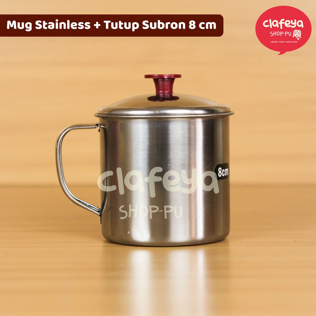Jual Mug/Cangkir/Gelas Stainless + Tutup Subron 8 cm & 12 cm Cangkir ...